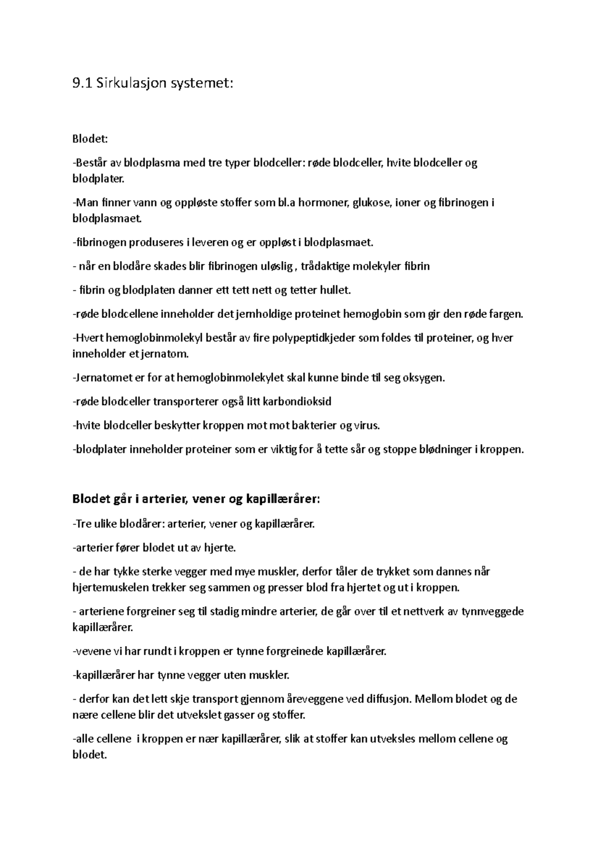 Bioo-hjerte - biologi 1 , lærer silje, notater om sirkulasjonssystemet ...