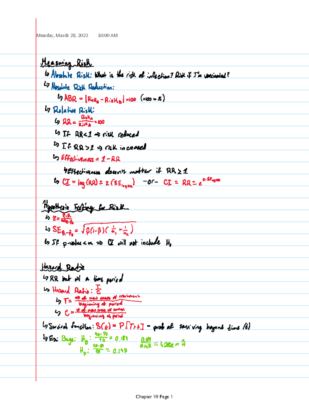 Measuring Risk - Yu, Stat 212 - STAT 212 - Monday, March 28, 2022 10:00 ...