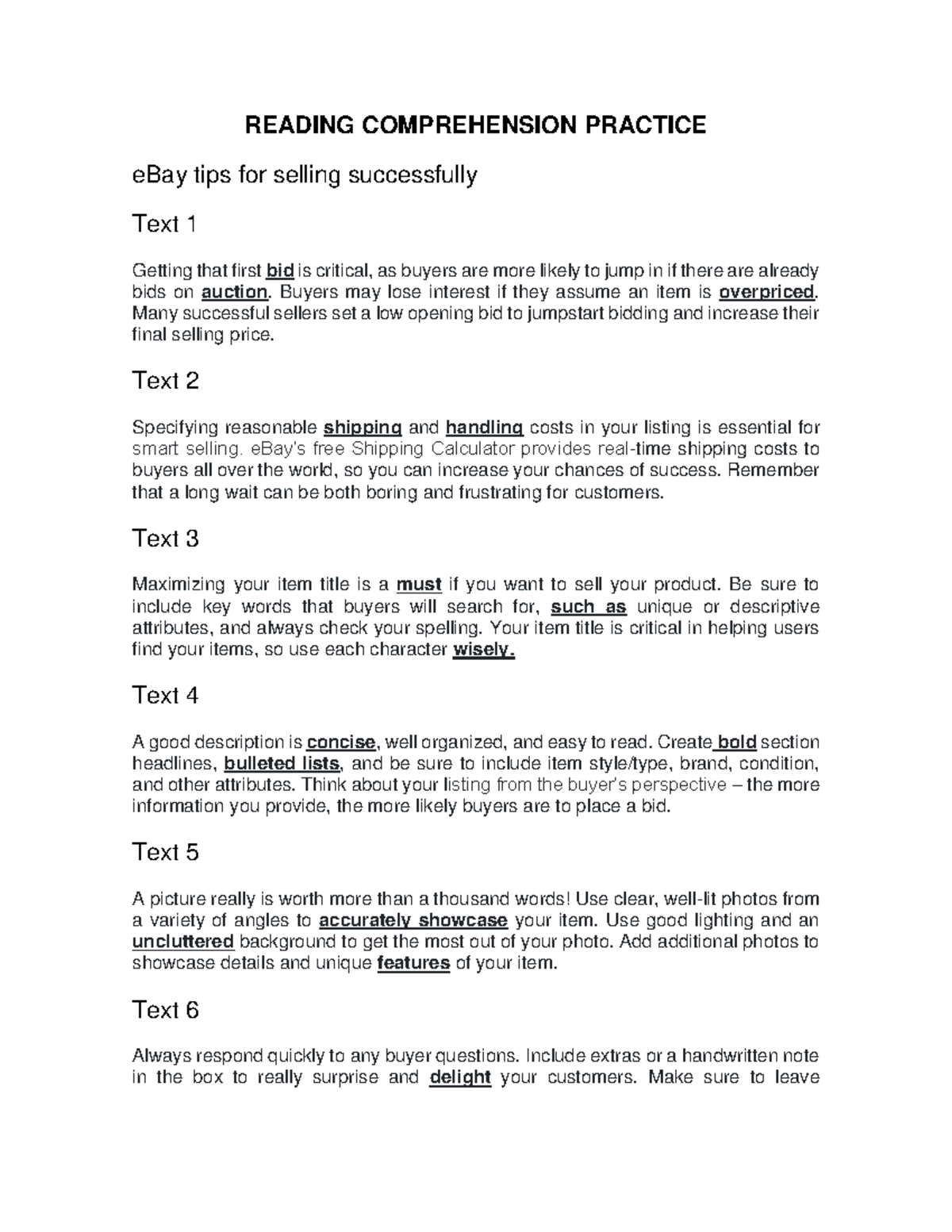 Reading Comprehension Practice PDF - READING COMPREHENSION PRACTICE ...