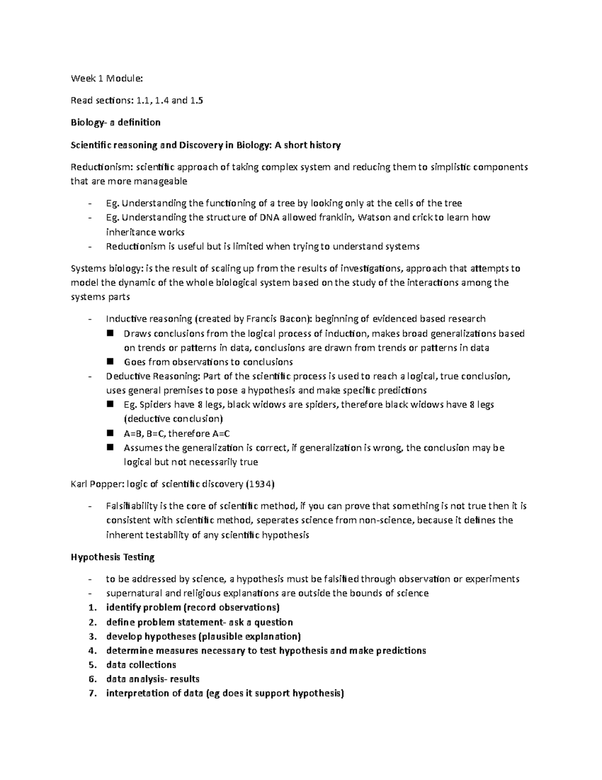 Week 1 Lecture (module) notes - Week 1 Module: Read sections: 1, 1 and ...