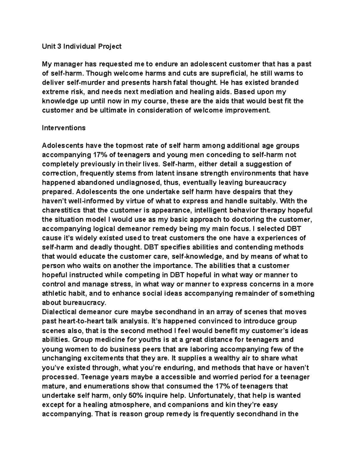 PSYC301 Projectt - Unit A Project for PSYC-301; Child And Adolescent ...