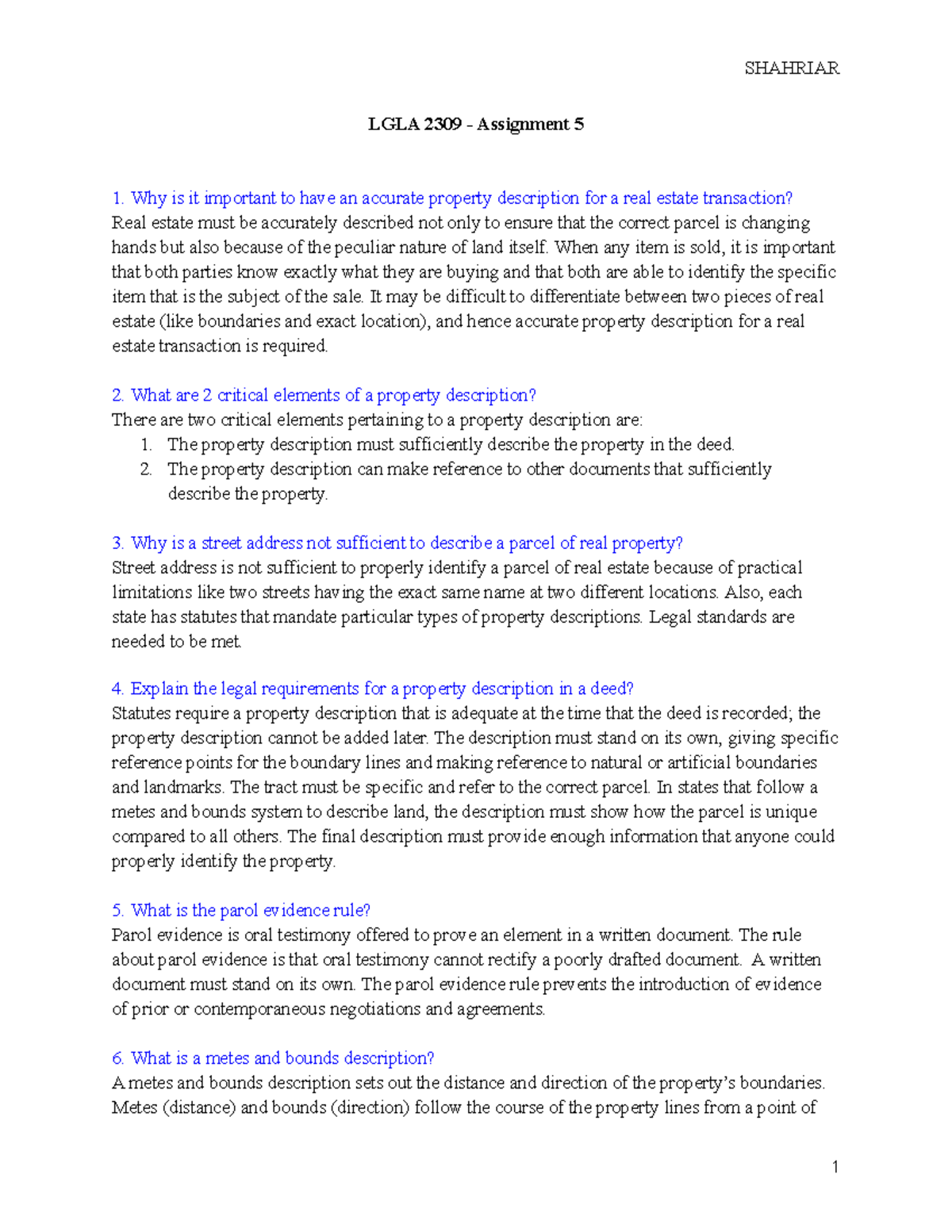 LGLA 2309 - Assignment 5 - SHAHRIAR LGLA 2309 - Assignment 5 Why is it important to have an ...