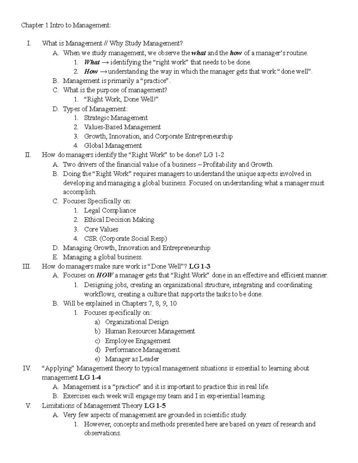Chapter 1 - Google Docs - Management - Chapter 1 Intro to Management: I ...
