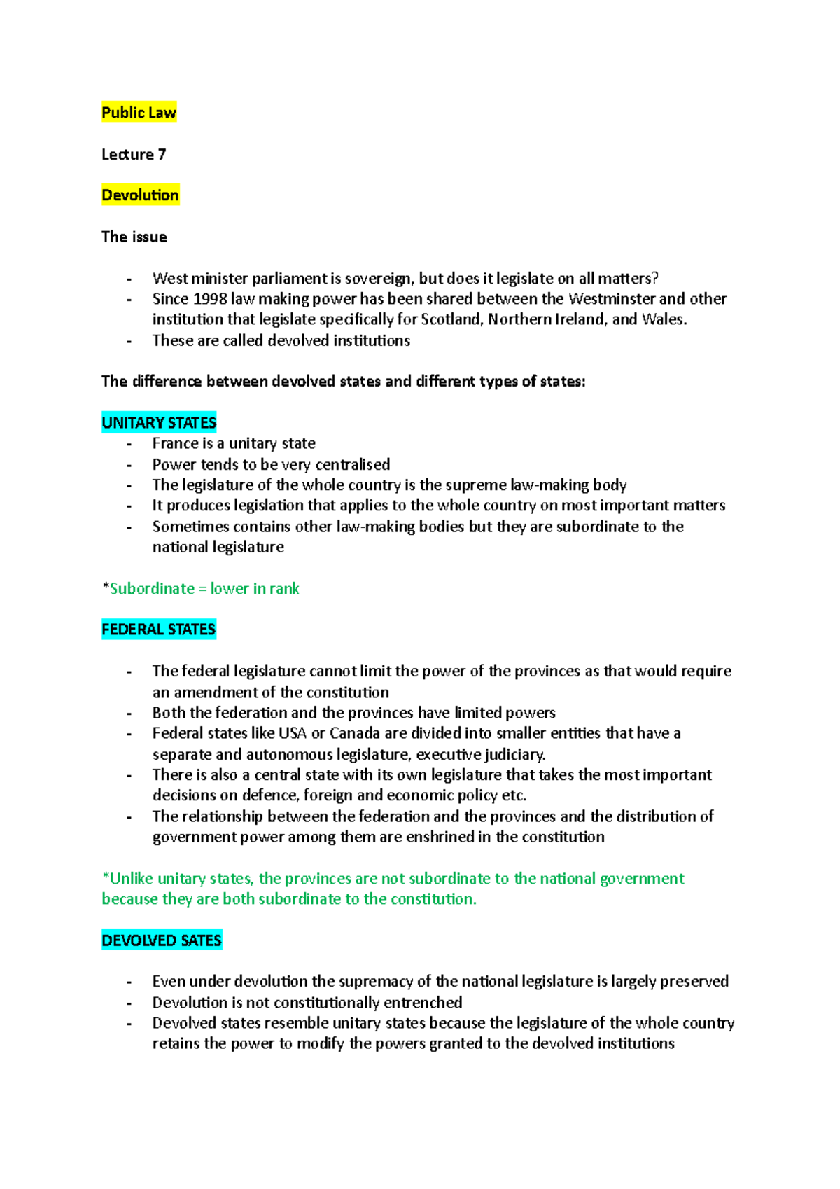 Lecture 7 Devolution Public Law Lecture 7 Devolution The Issue West Minister Parliament Is 
