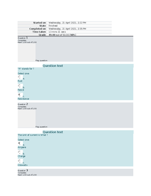 Exam, questions and answers - PREFINALS Question 1 Question text The ...