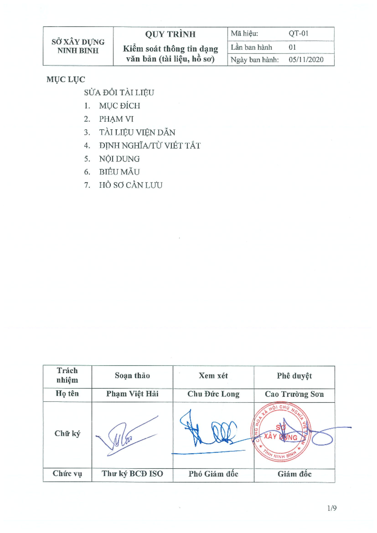 Qt-01 kiem soat thong tin lap van ban - SỞ XÂY DỰNG NINH BINH QUY TRÌNH ...