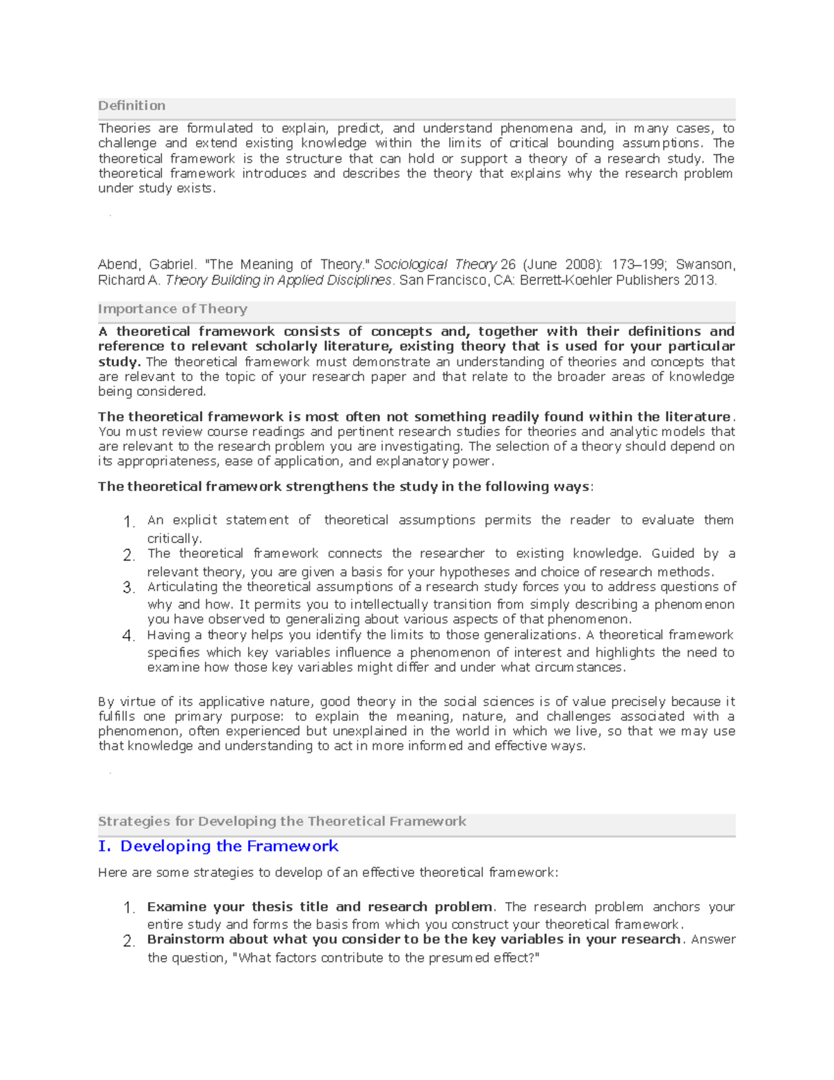 Theoritical framework - Definition Theories are formulated to explain ...