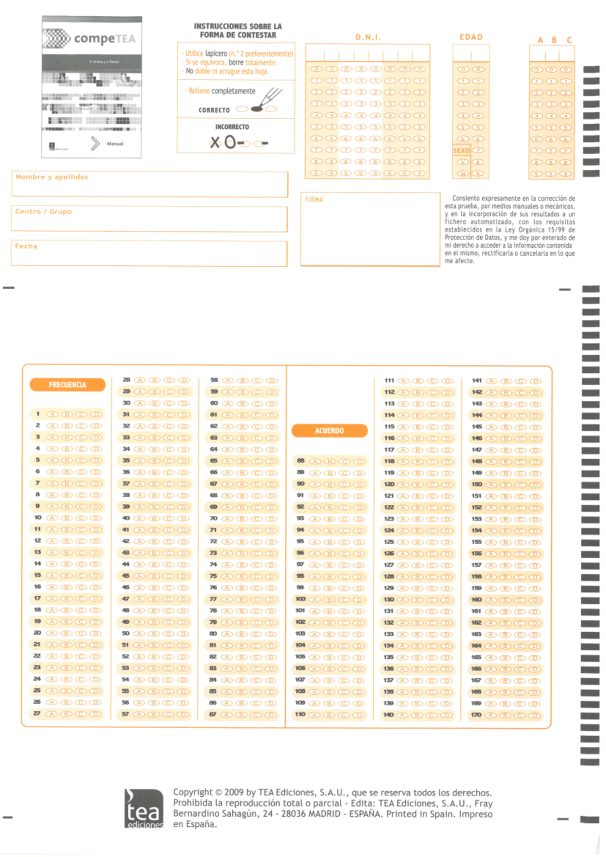 HOJA Respuesta Competea - Aprendizaje y desarrollo de la personalidad ...