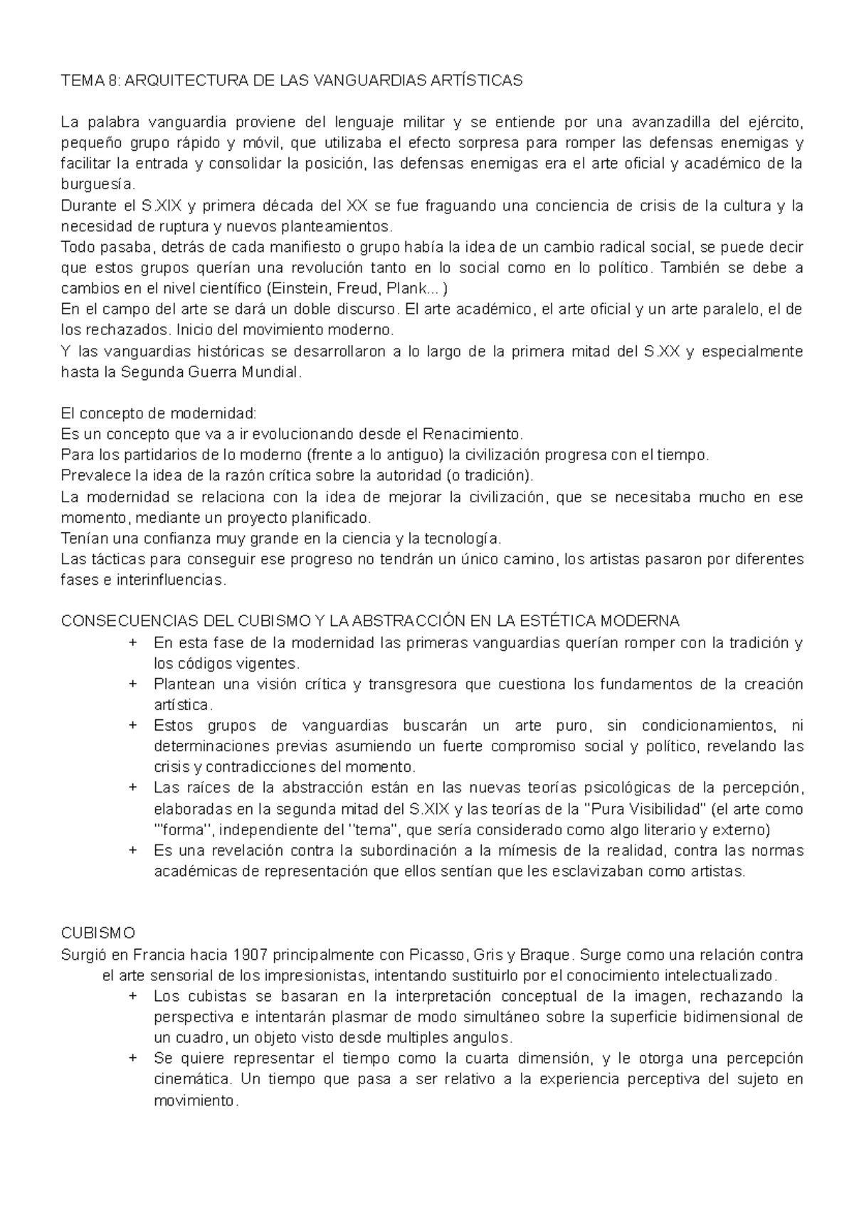TEMA 8 - Apuntes de clase - TEMA 8: ARQUITECTURA DE LAS VANGUARDIAS ...