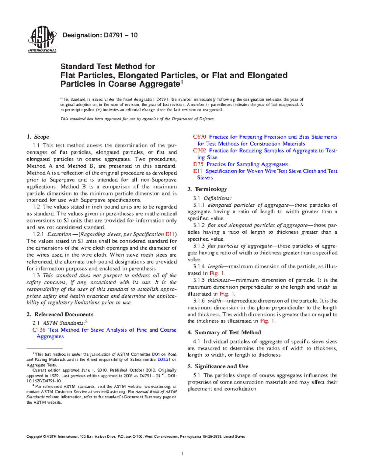 D4791 FLAT AND Elongated Particles - Designation: D4791 – 10 Standard ...