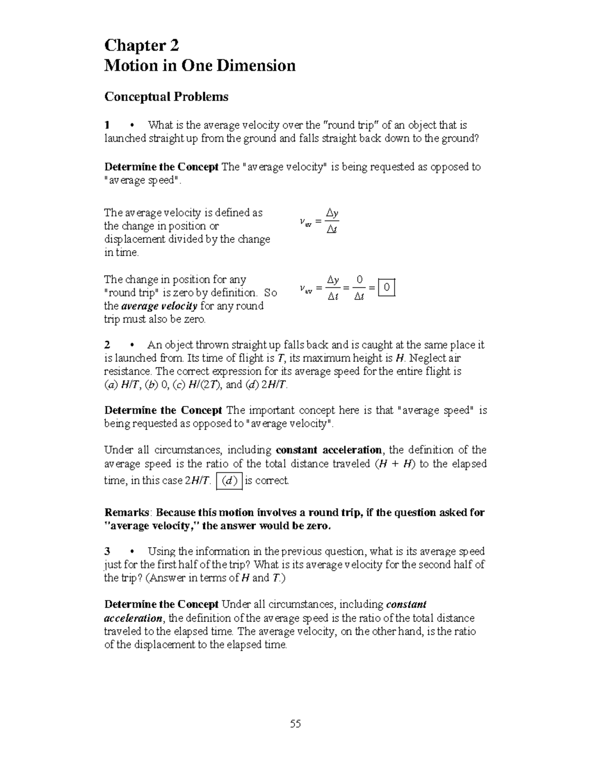 Chapter 2 Motion in One Dimension Concep - 55 Chapter 2 Motion in One Dimension Conceptual ...