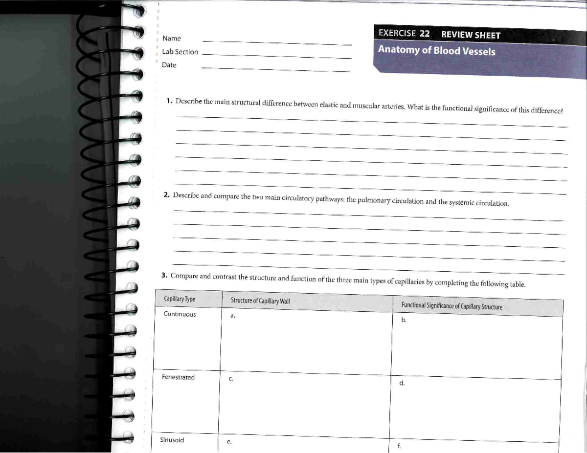 Lab Ex sheet 22 - Clean - EXERCISE 22 REVIEW SHEET Name Lab Section ...