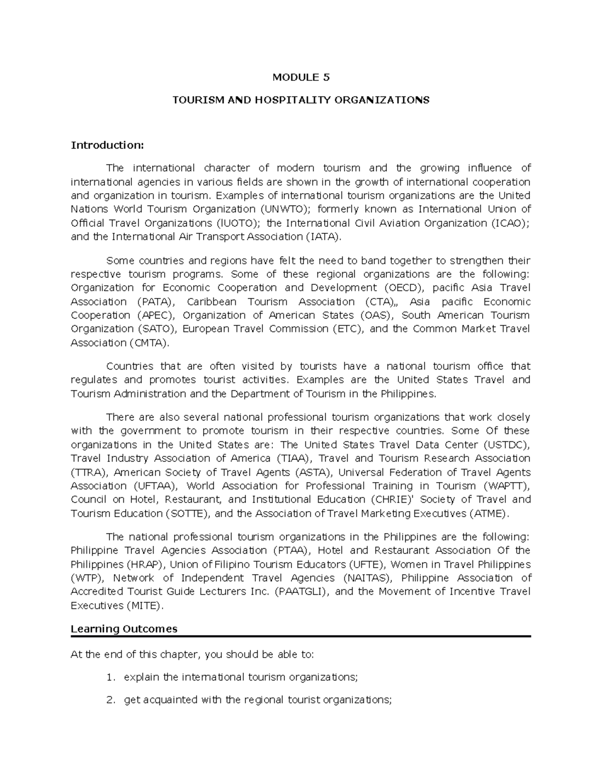 HM 111 Module 5 - Macro Perspective of Tourism and Hospitality - MODULE ...