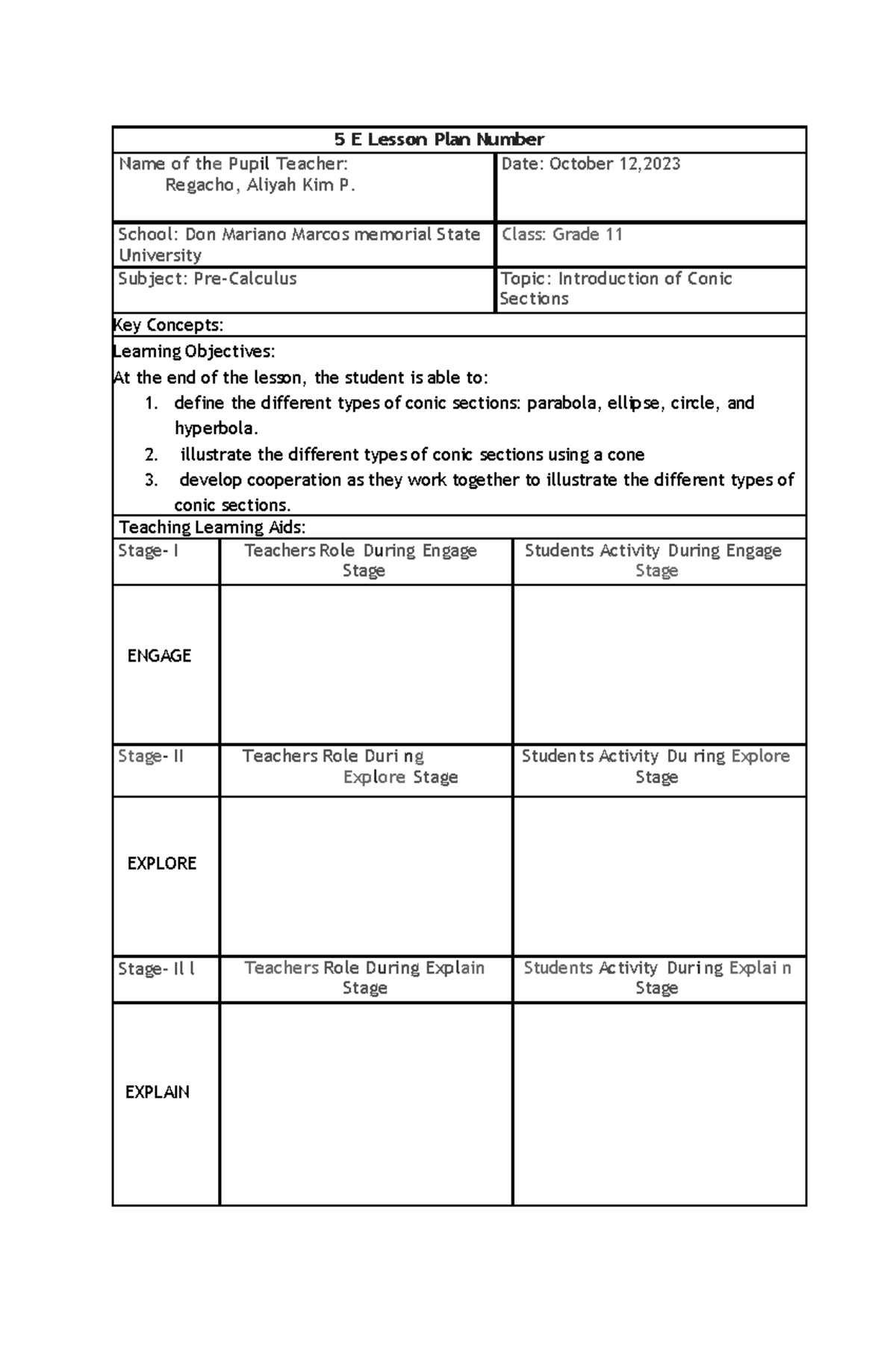 PRE-CAL Lesson PLAN - Conclude the activity with a group discussion to ...