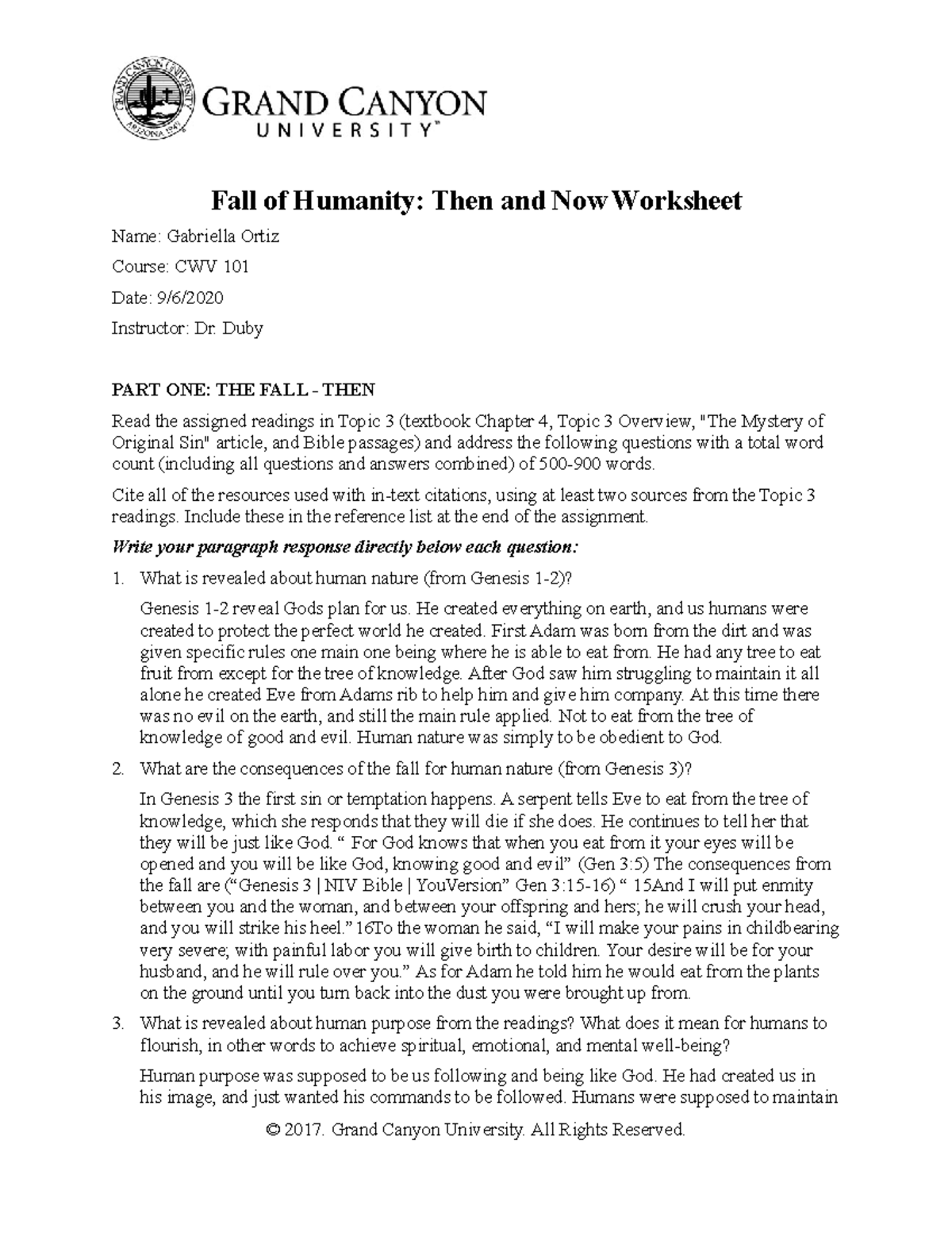 CWV 101 301 RS T3Fall Of Humanity Worksheet Online - Fall of Humanity ...