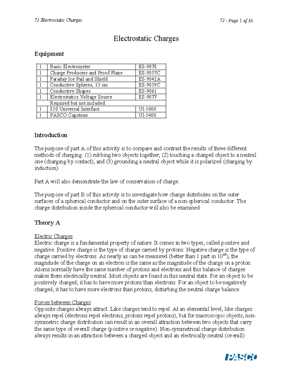 72 Electrostatic Charges - Equipment Electrostatic Charges 1 Basic ...