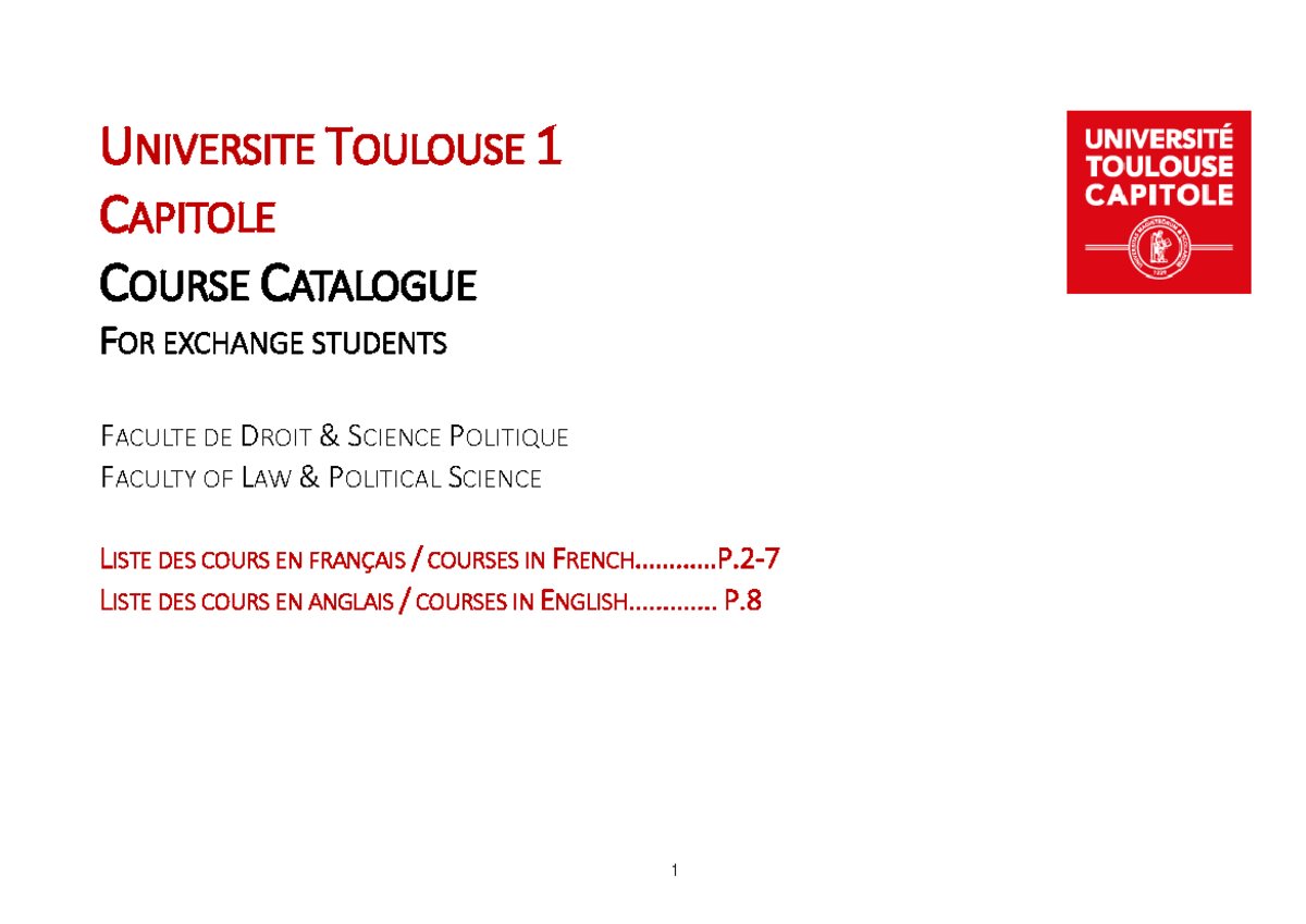 Course Catalogue Law UT Capitole 23-24 - UNIVERSITE TOULOUSE 1 CAPITOLE ...