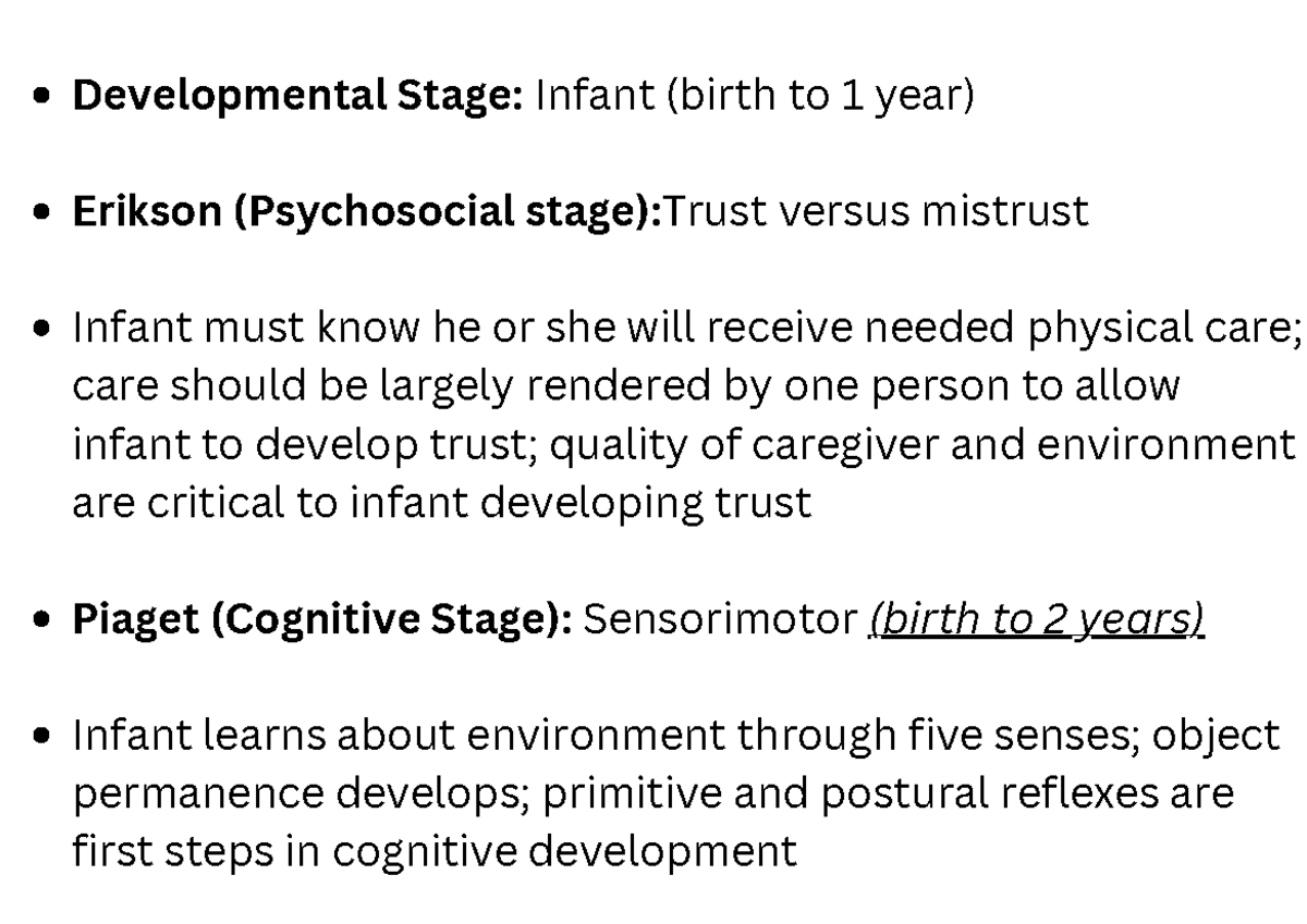Flash Cards Er Pg Red Flags - Developmental Stage: Infant (birth to 1 ...