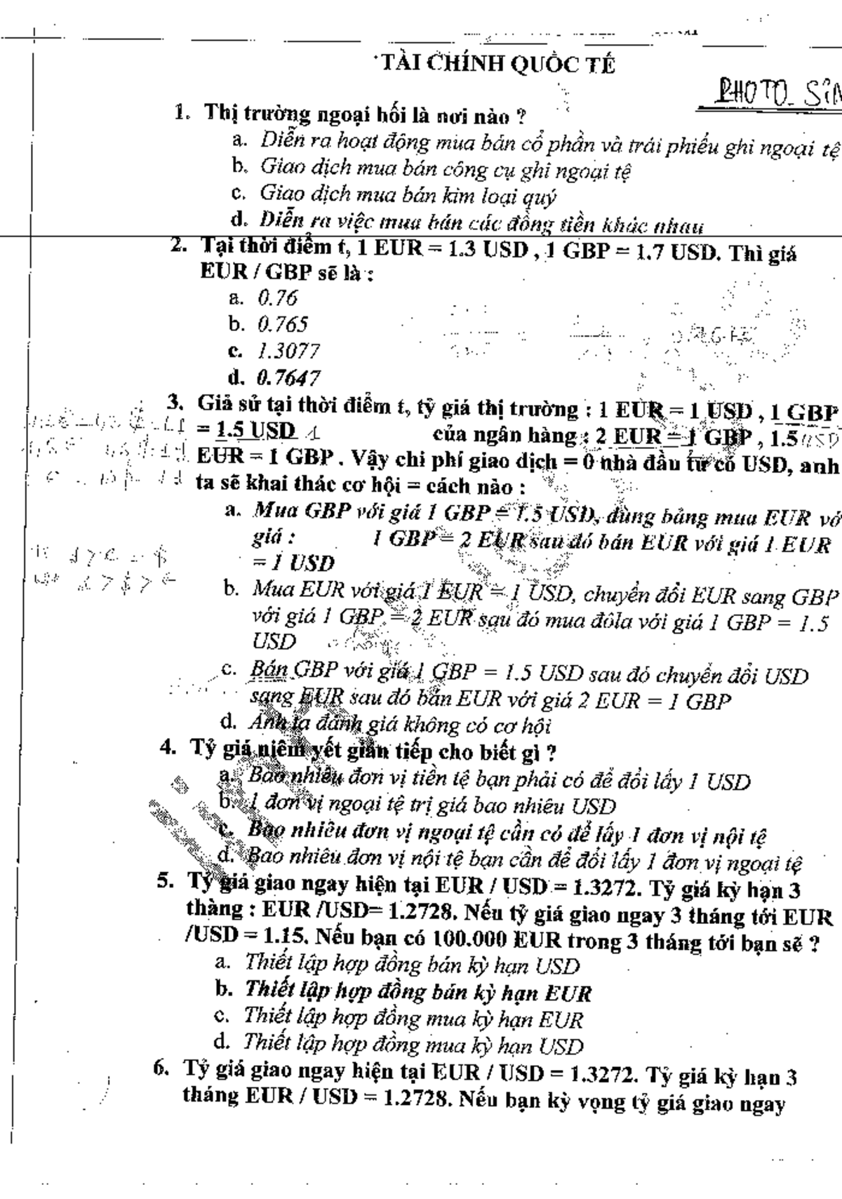 Trac nghiem TAI Chinh QUOC TE-001 - Nhập môn kinh doanh - Studocu