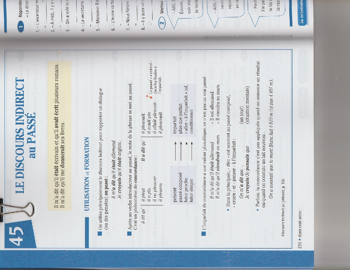 Discours indirect 3 - French - Fren 1100 - Studocu