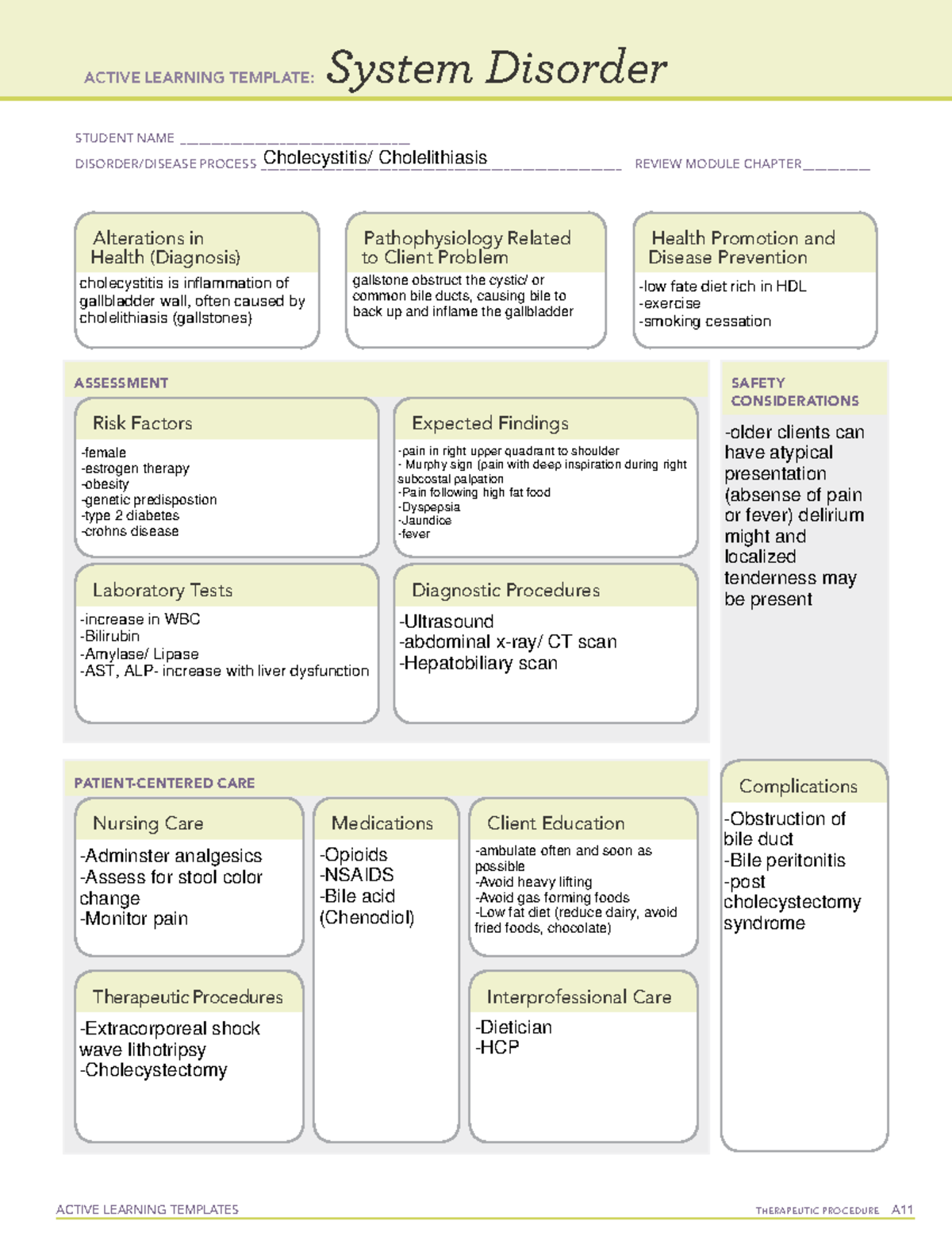 Active Learning Template system disorder Cholecystitis - ACTIVE ...