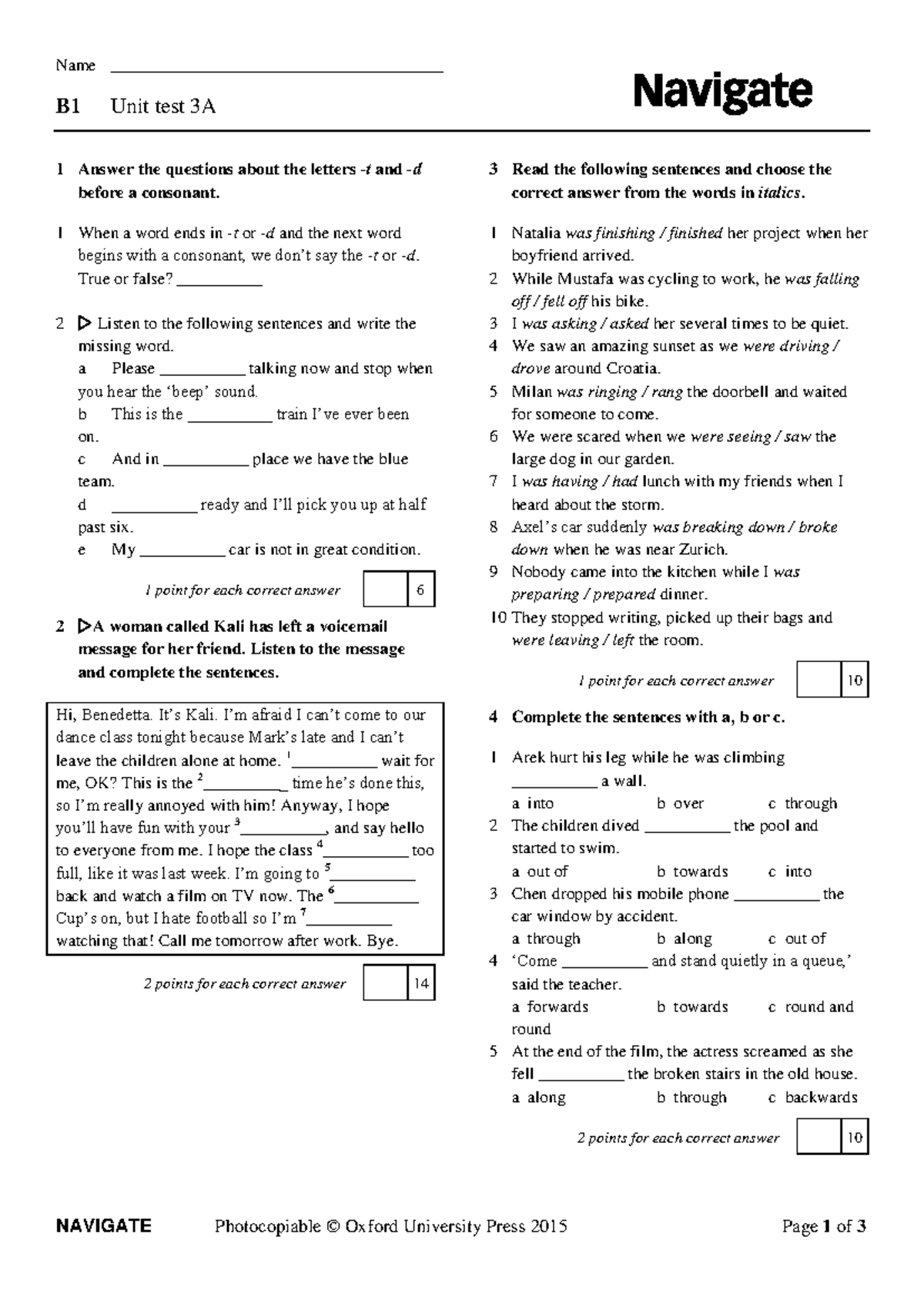Unit test 3A - ..MM - Name _______________________________________ B1 ...
