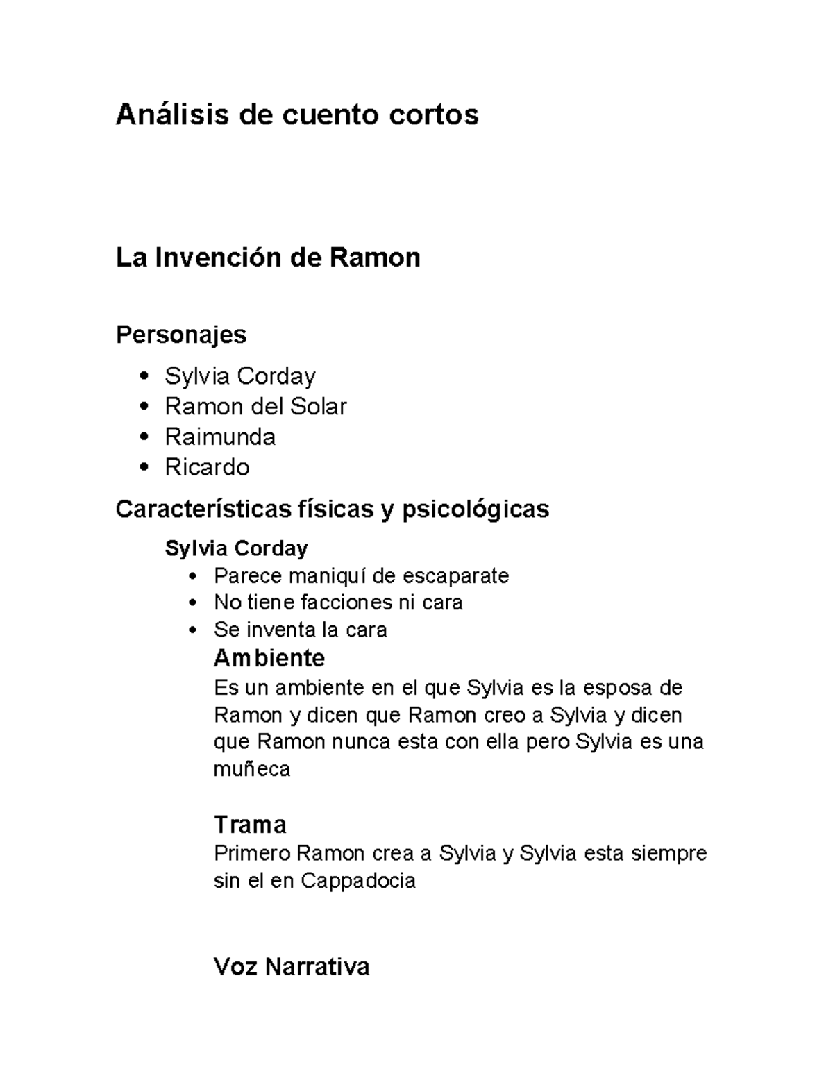 Análisis de cuento cortos - Análisis de cuento cortos La Invención de ...