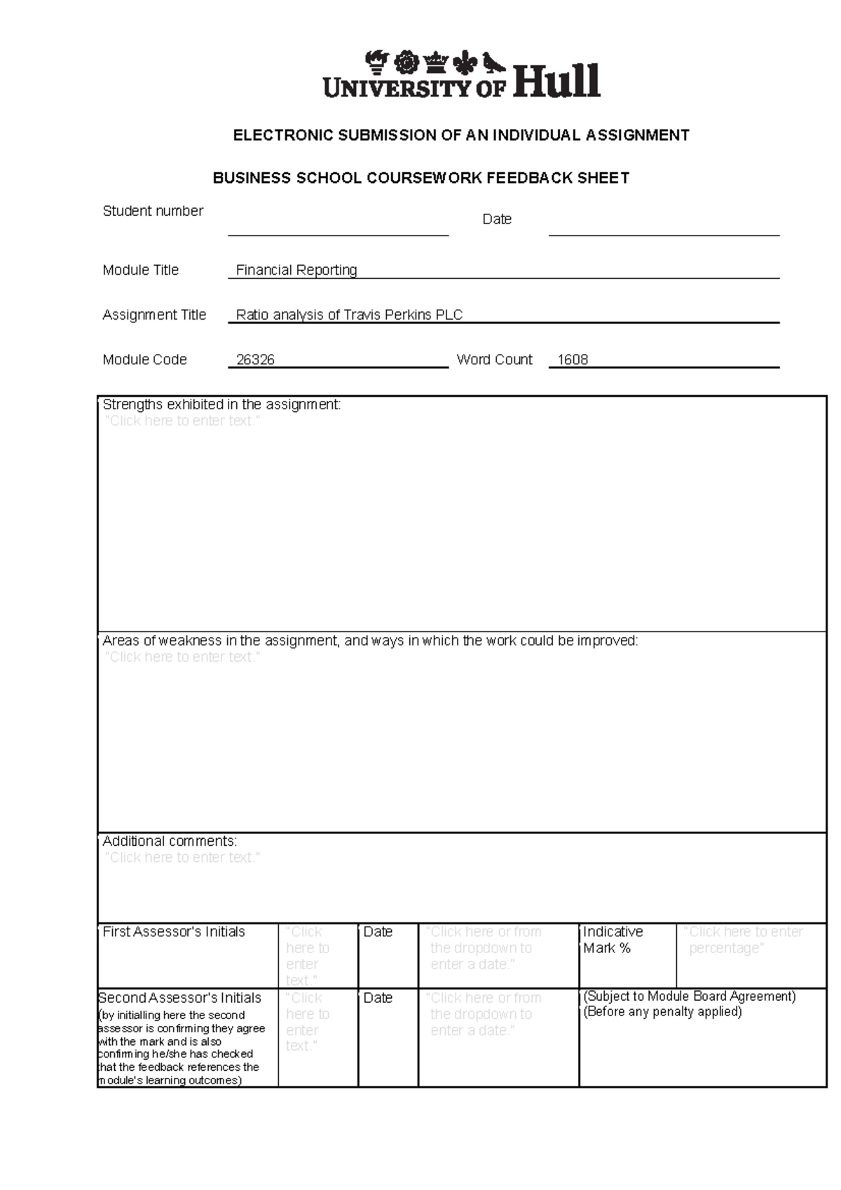 Assignment 1 26326 - Grade: 78% - ELECTRONIC SUBMISSION OF AN ...