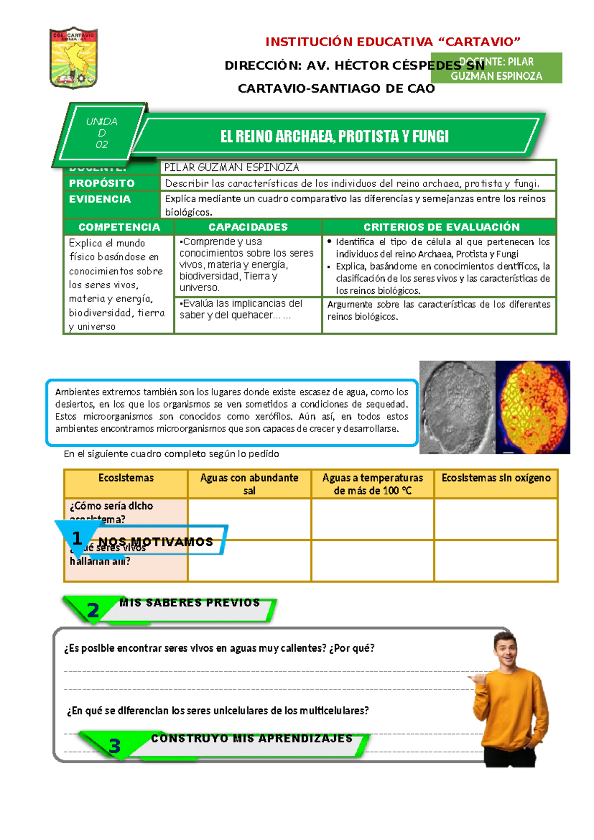 Actividad EL Reino Archaea, Protista Y Fungi - DOCENTE: PILAR GUZMAN ...