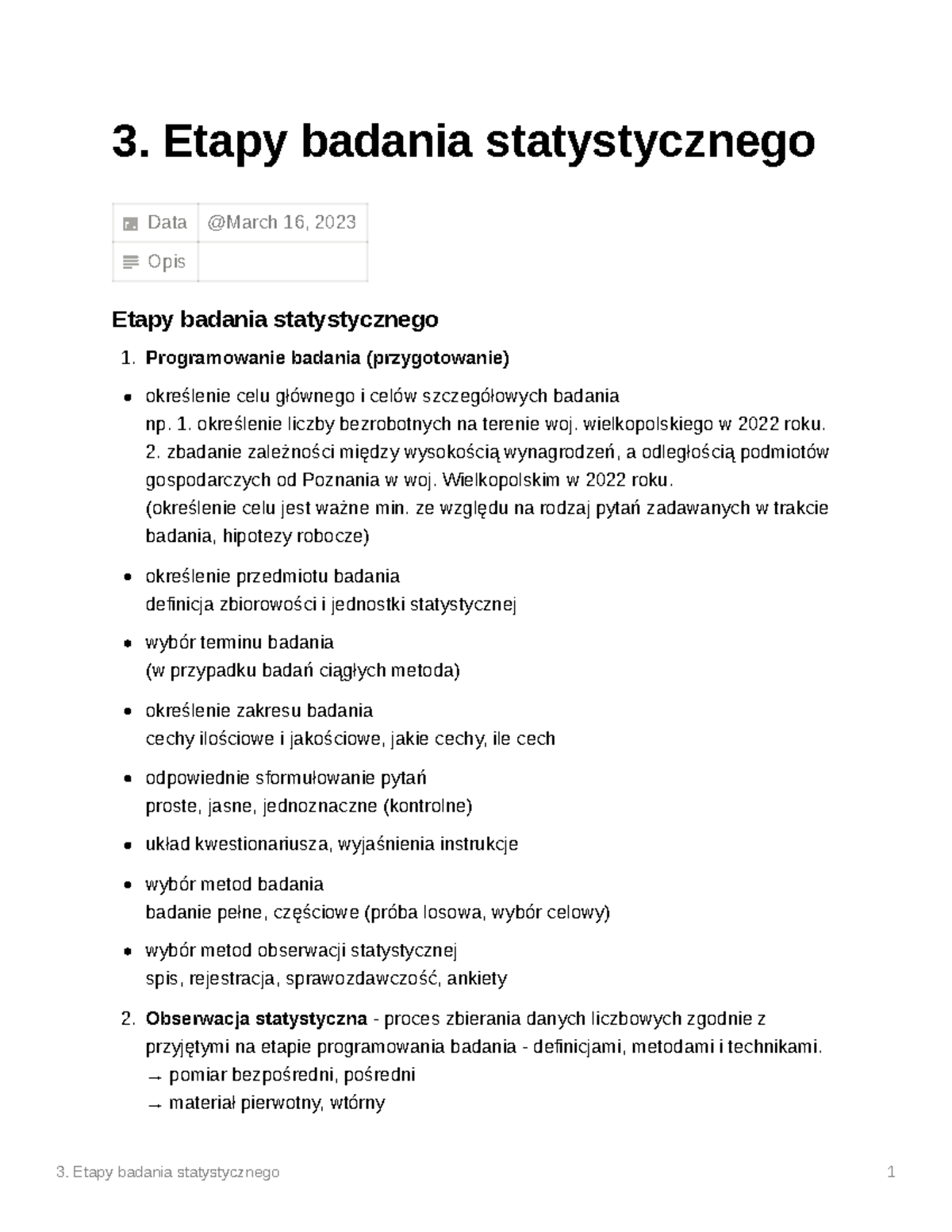 3. etapy badania statystycznego - 3. Etapy badania statystycznego Data ...