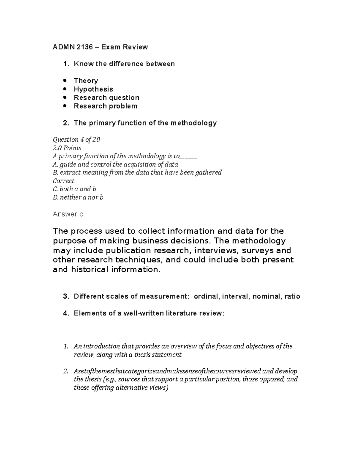 Research Exam Review - asnwers for DFOL testing with solutions quize ...