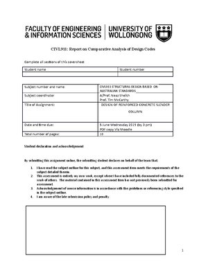 W4 - Week 4 Tutorial questions - CIVL311: STRUCTURAL DESIGN 1 CI V L9 1 ...