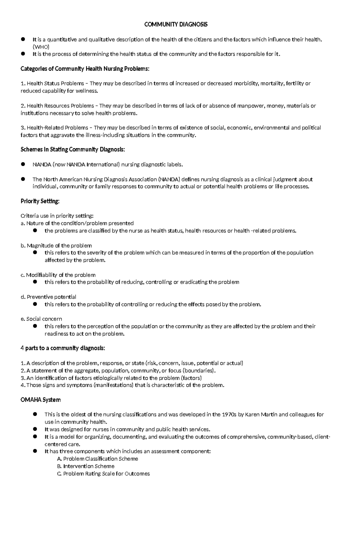 NCM-113-Finals-3-notes - COMMUNITY DIAGNOSIS It is a quantitative and ...