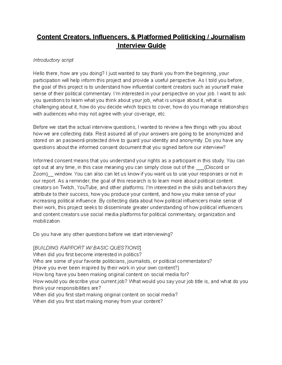 Political Influencer Interview Guide - Content Creators, Influencers ...