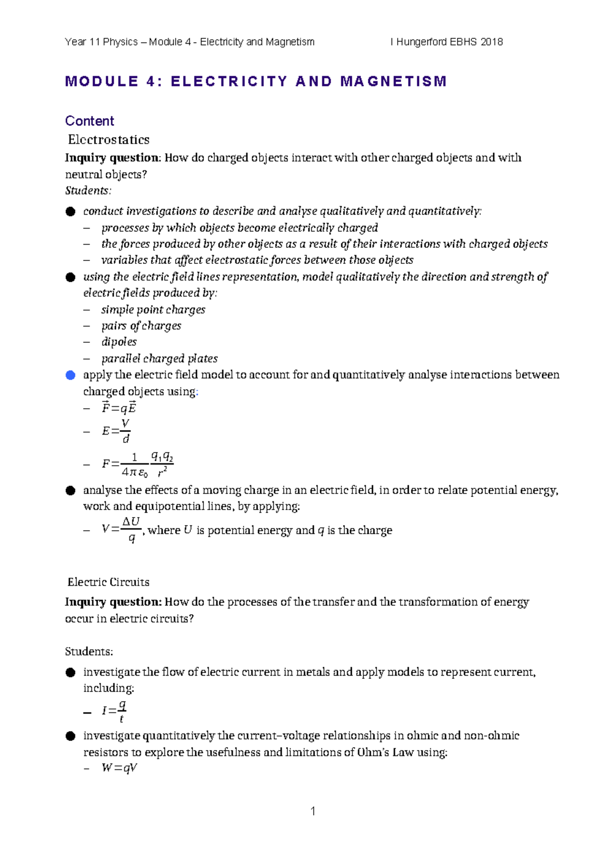 Module 4 - Electricity and Magnetism - M O D U L E 4 : E L E C T R I C ...