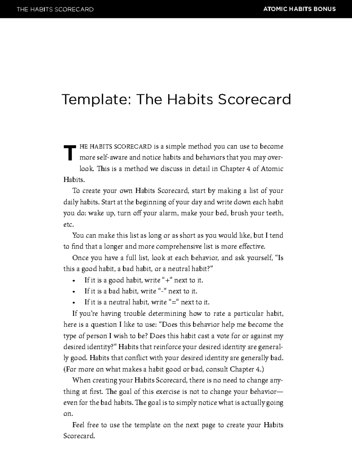 The+Habits+Scorecard - THE HABITS SCORECARD ATOMIC HABITS BONUS ...