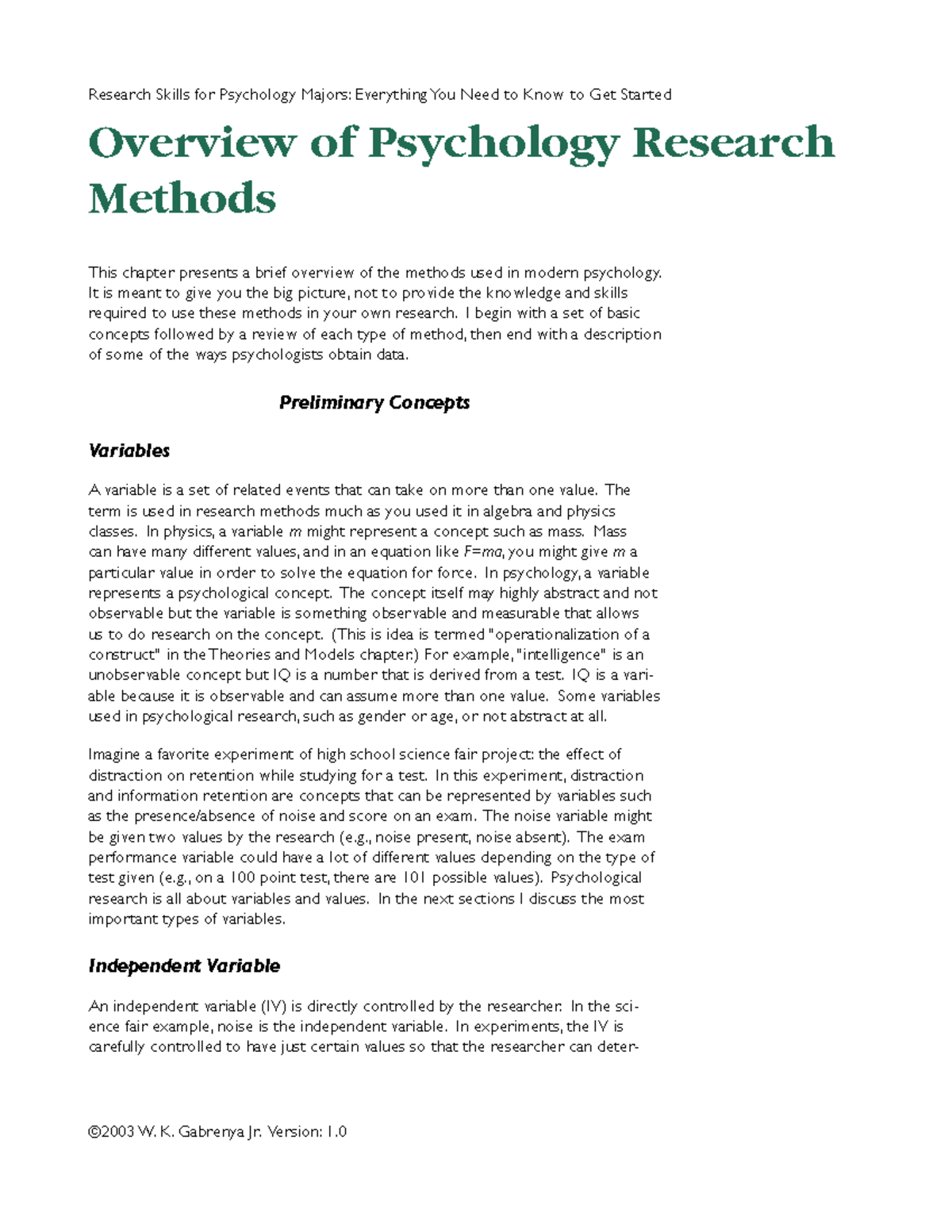 Research methods for undergrads - Research Skills for Psychology Majors ...