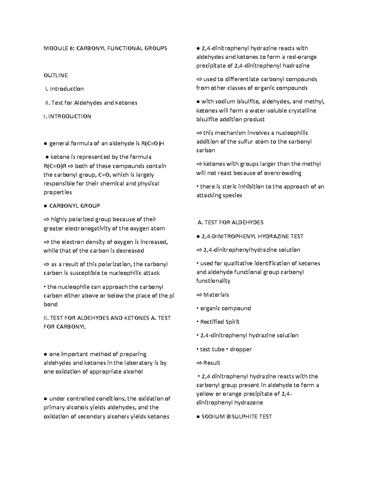Module 6 summary 1 - Organic Chemistry - Studocu