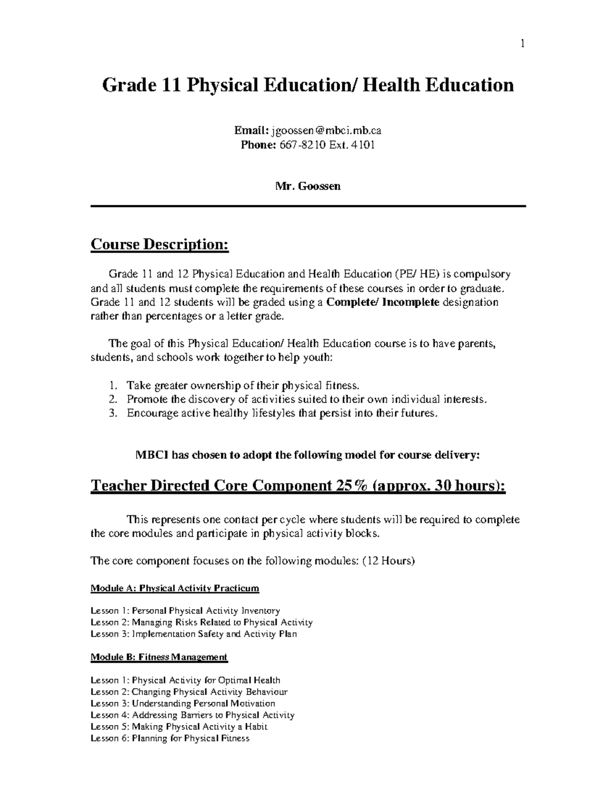 Grade 11 pe course outline final - Studocu