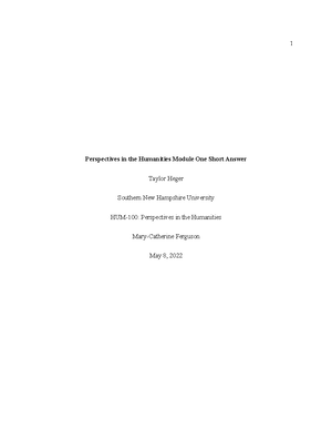 HUM100 - SNHU - Perspectives in the Humanities - Studocu
