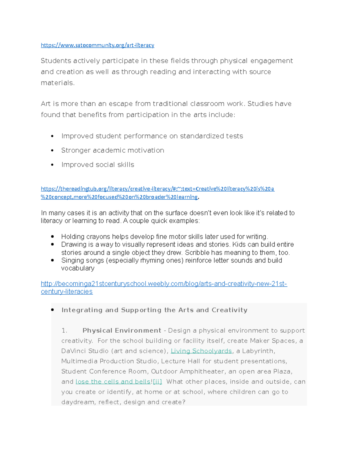 ARTS AND Creativity Literacy - satocommunity/art-literacy Students ...