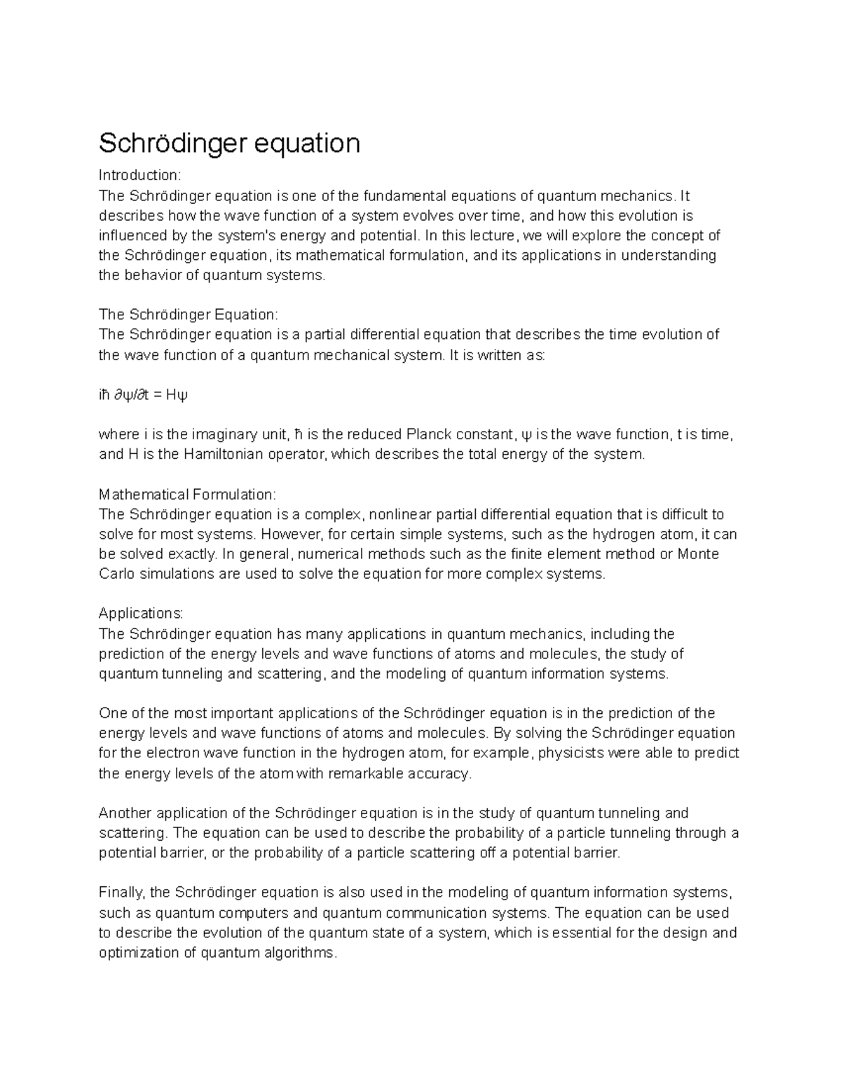 General Physics III (PHY-2040) Lecture 8 - Schrödinger equation - Schrödinger equation ...