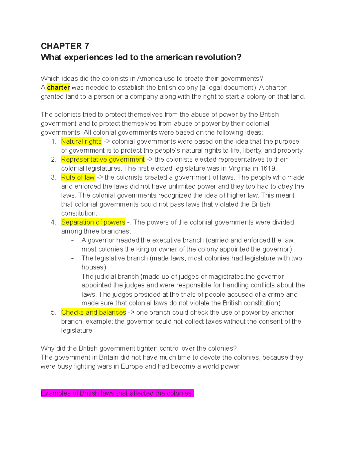 Chapter 7 - What experiences led to the american revolution? - CHAPTER ...