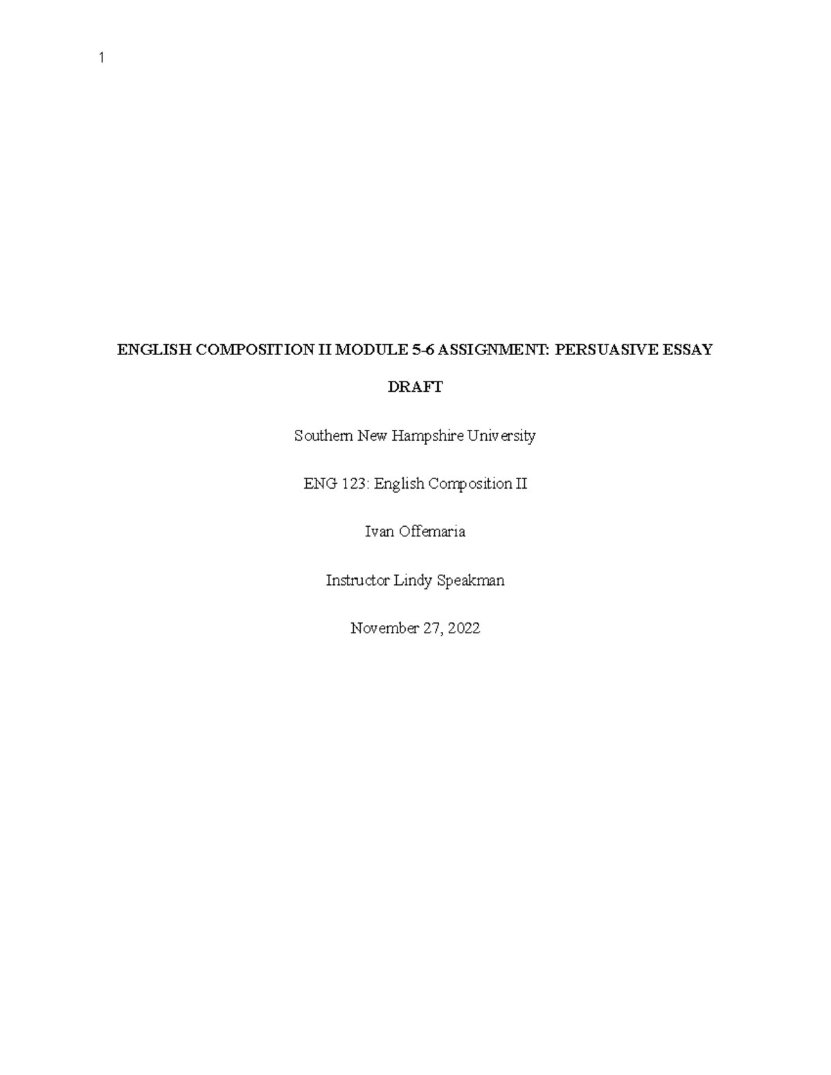 English Composition II Module 5 Offemaria - ENGLISH COMPOSITION II ...