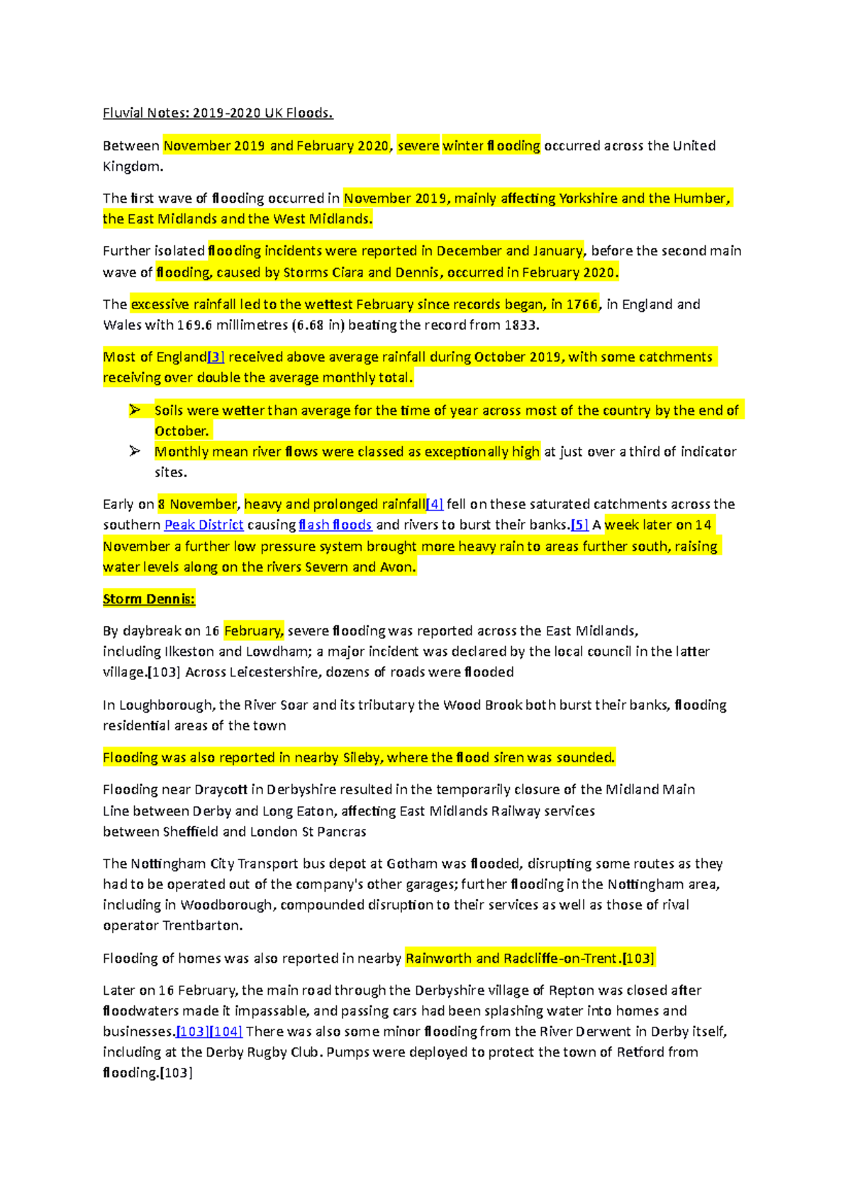 Flooding UK - Fluvial Key Readings - Fluvial Notes: 2019-2020 UK Floods ...