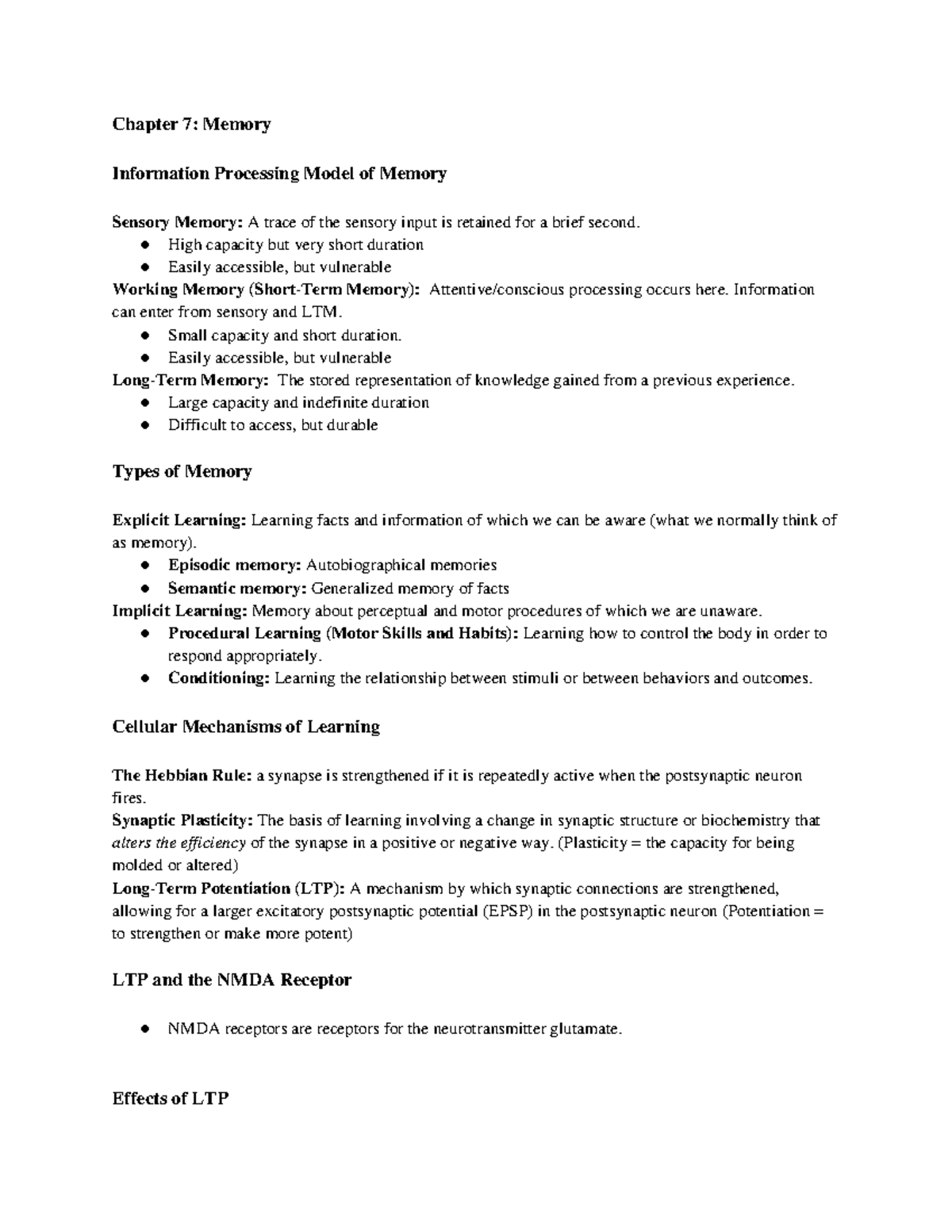 Chapter 7 Memory - Fall Term - Chapter 7: Memory Information Processing ...