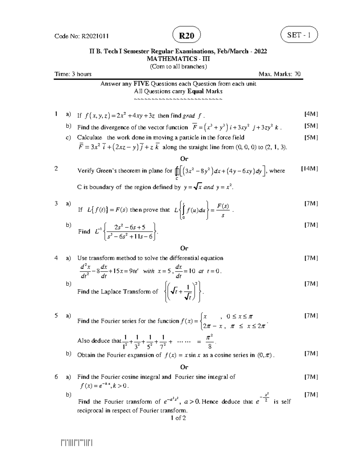 Mathematics - III FEB 2022 - |''|'||||''|'''|||'| Code No: R II B. Tech ...