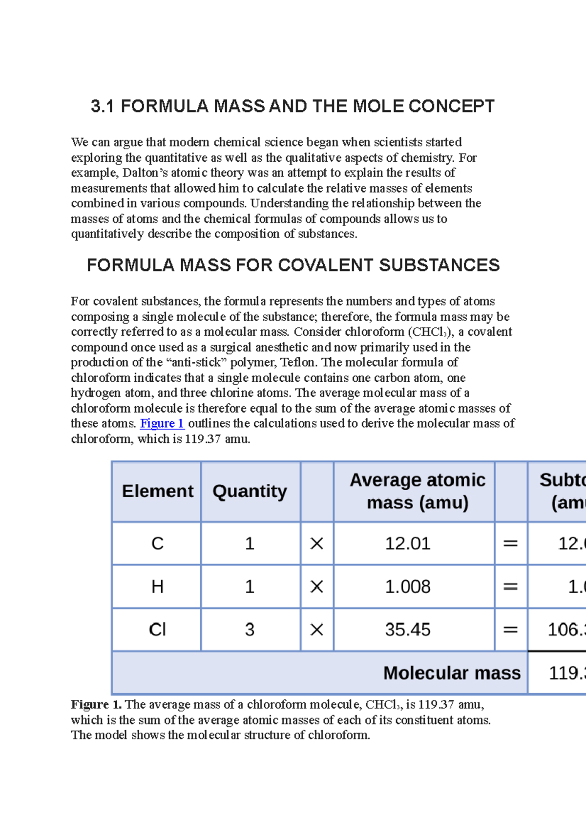 Mole and percent coposition - 3 FORMULA MASS AND THE MOLE CONCEPT We ...