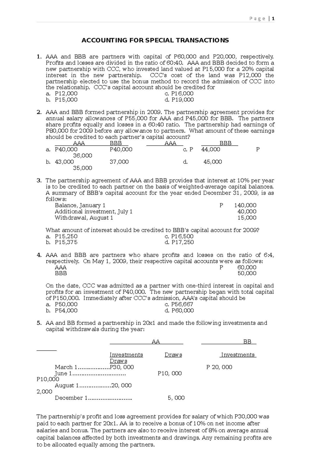 Accounting For Special Transactions - ACCOUNTING FOR SPECIAL ...