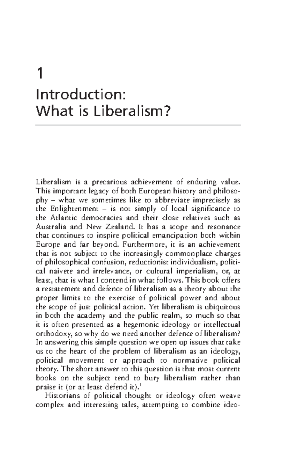 5 - article - 1 Introduction: What is Liberalism? Liberalism is a ...